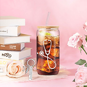 Nurse Gifts for Women Nurse Appreciation Gifts Set Nurses Week Gifts Set Nurse Graduation Gifts Nurse Christmas Gifts Nurse Gift Box for Women Nurse Canvas Beach Bag Socks Keychain 16 Oz Can Glass