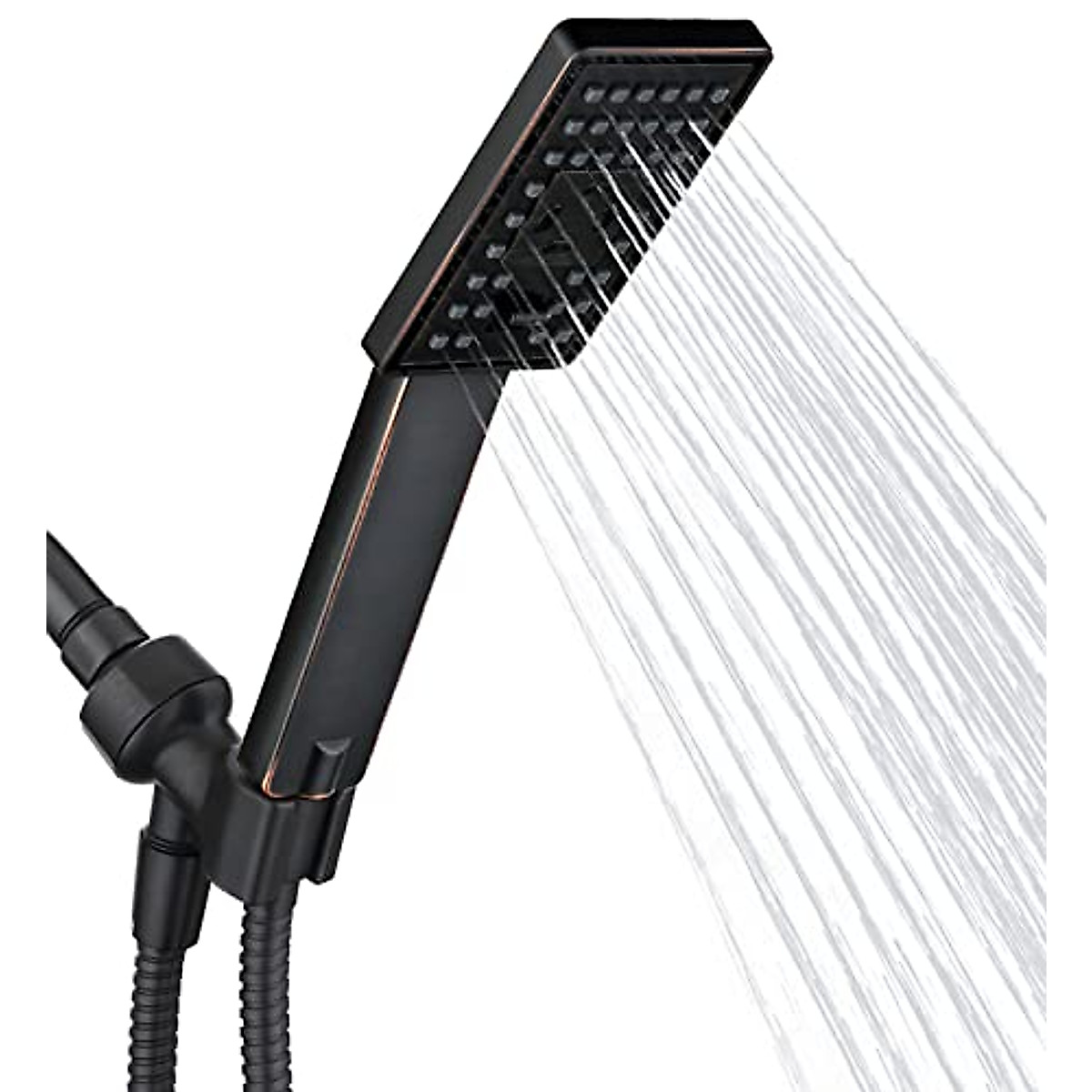 BRIGHT SHOWERS High Pressure Handheld Shower Head Set, High Flow Hand Held Showerhead with 60" Long Stainless Steel Hose and Adjustable Wall Bracket, 3 Spray Setting Shower Wand, Oil-Rubbed Bronze