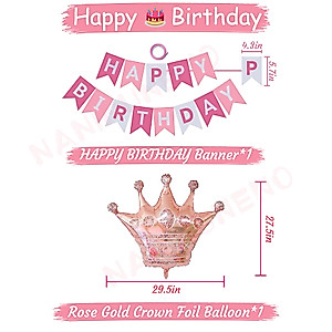 NANINUNENO Sweet Pink Birthday Decorations for Girls Teens Women, Pink and White Happy Birthday Balloons for Women，Birthday Party Decorations for Daughter Her Kids Including Pink Happy Birthday