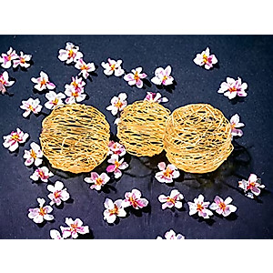 Alpha Living Home Gold Metal Band Decorative Dining Ball Set of 3 - Geometric Sculptures, Metal Sphere Decorative Ball, Decorative Balls for Centerpiece Bowls, Orbs Decorative Balls - 4.5 Inches