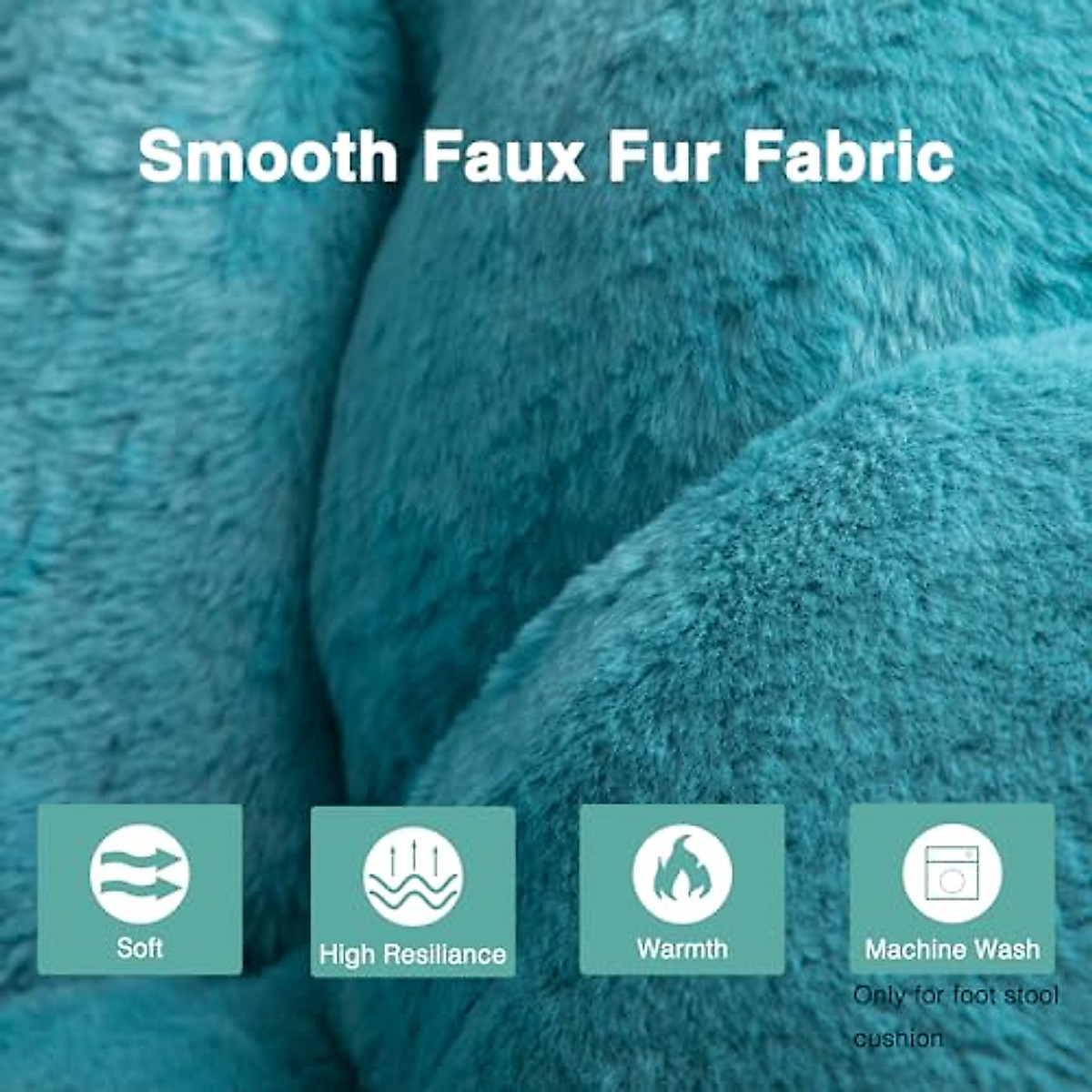 WELL-STRONG Folding Living Room Chair with Ottoman - Faux Fur Foldable Bedroom Chair and Foot Rest Set with Metal Frame Lounge Chair and Foot Stool Set for Men, Women Blue