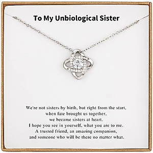 Famdecor Unbiological Sister Necklace Bonus Sister Necklace Sister in Law Necklace Sterling Silver Rhinestone Knot Necklace for Sister Birthday Gifts from Sister Christmas Gifts