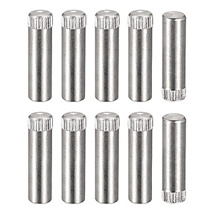 uxcell 8x30mm 304 Stainless Steel Dowel Pins, 10Pcs Knurled Head Flat Chamfered End Dowel Pin, Wood Bunk Bed Shelf Pegs Support Shelves Fasten Elements