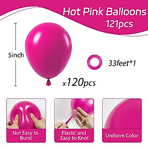 Awenztech 120pcs 5 inch Hot Pink Balloons, small Hot Pink Latex Balloons for Wedding Engagement Bridal Bachelorette Tropical Birthday Party Decorations