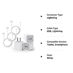 3-Pack iPhone Charger,【Apple MFi Certified】 Lightning Cable Data Sync Charging Cords with USB Wall Charger Travel PlugAdapter Compatible iPhone 14Pro Max/13 Pro Max/12 Pro/11 Pro/XS Max/XR/X/8/7/SE