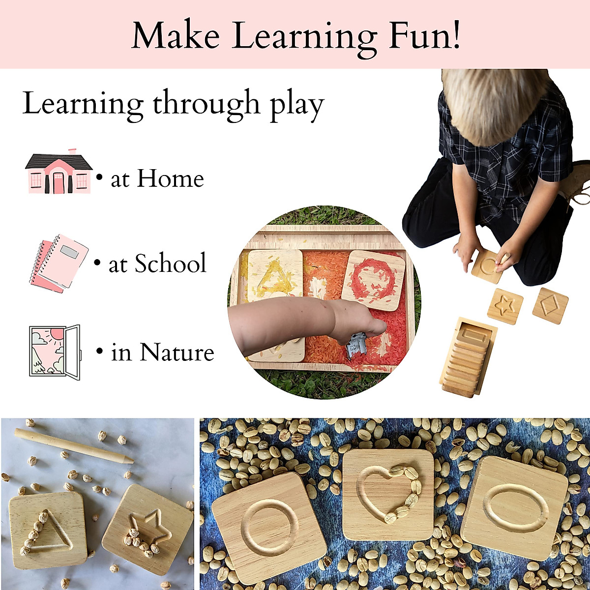 Bambeani Shape Tracing Toys for Toddlers | Montessori Toys & Waldorf Toys | Wood Toys for Toddlers | Toddler Learning Toys | Early Learning Toys for Toddlers