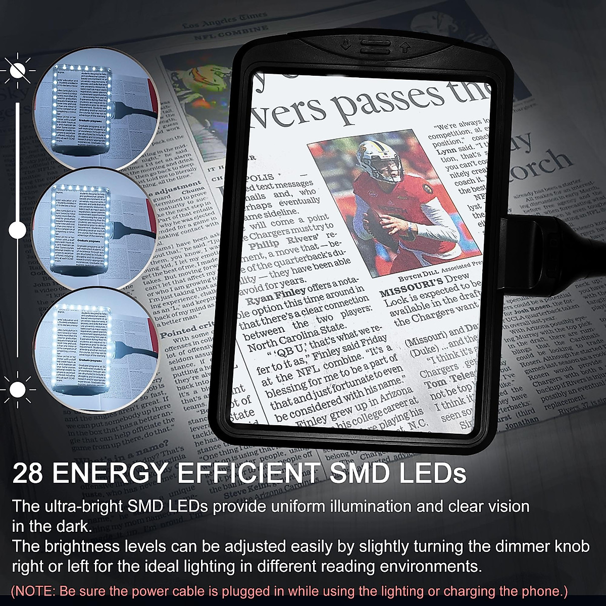 M MAGDEPO 4X Gooseneck Magnifying Lamp Lighting with 28 SMD LEDs, Table Desktop Stand Magnifier Hands-Free for Hobby, Sewing, Crafts, Close Work, etc.