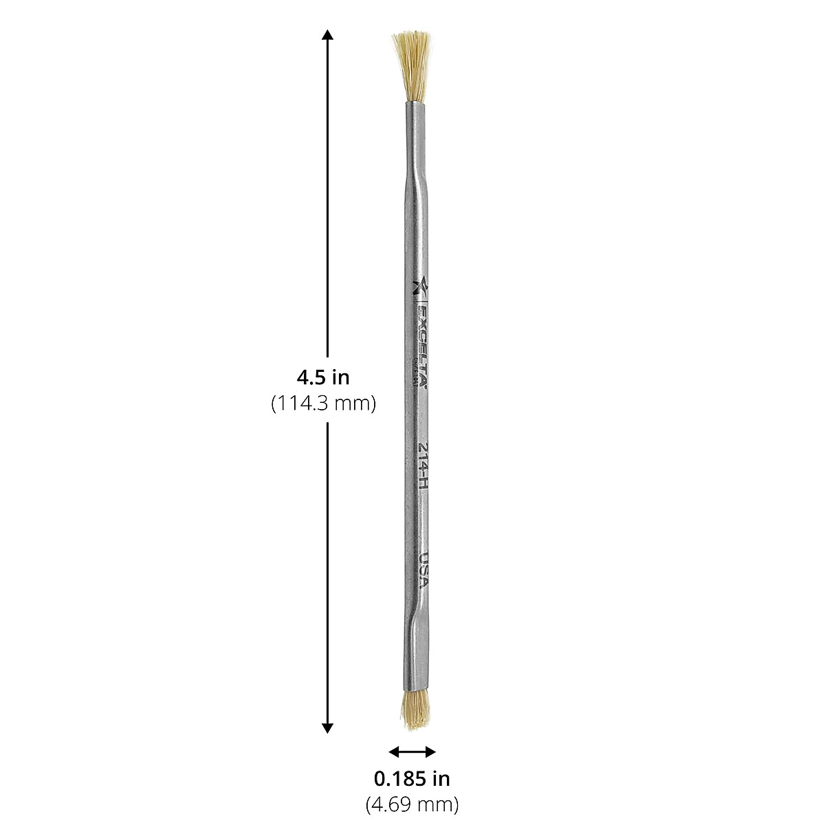 Excelta Anti-Static Applicator Brush, 4.5 Inch, 0.19 Inch Tip, Soft Horse Hair, Heat Resistant Up to 370 Degrees, Precision Electronics Cleaning, Superior