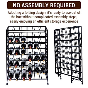 MyGift Black Metal Wine Rack Freestanding Floor Stand, 9 Tier Beverage Bottle Storage Shelf - Holds up to 54 Bottles