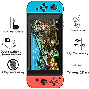 Daydayup Switch Case and Tempered Glass Screen Protector Compatible with Nintendo Switch - Deluxe Hard Shell Travel Carrying Case, Pouch Case for Nintendo Switch Console & Accessories, Streak Red