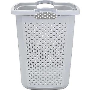YLMZA Plastic Laundry Basket 2.5 Bushel, Soft Silver Can Laundry Hamper Baskets for Organizing Laundry Basket Laundry Organizer