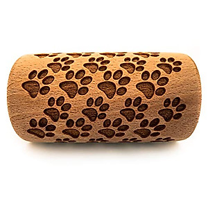 Rolling Pin Embossed With DOG PAWS Pattern For Baking Engraved cookies Size Roller 4 inch