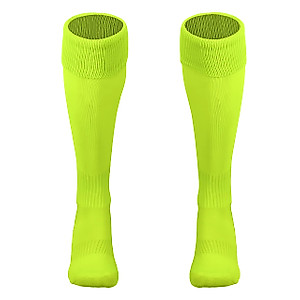 Just 4 Kicks Kid's Soccer Socks, Youth Solid Colors Soccer Socks (Neon Yellow)