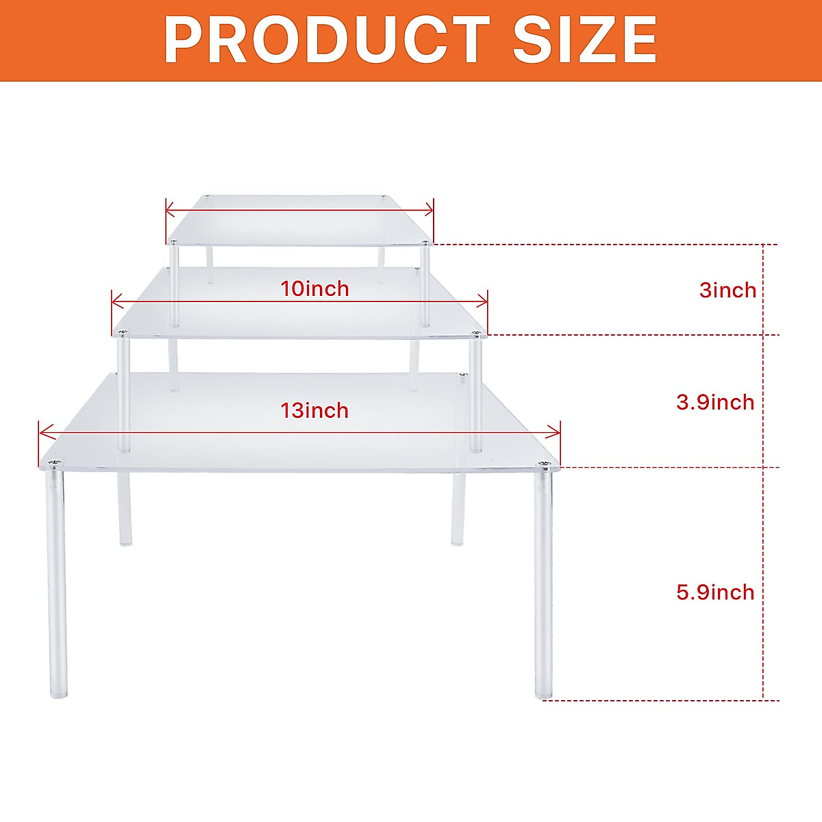 3 Pcs Square Acrylic Cake Stands, Akamino Reusable Round Cupcake Holder for Dessert Cake Pizza, Display Stand Party Serving Platter for Christmas Wedding Birthday Baby Shower Tea Party