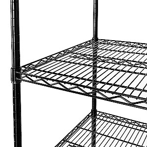 Seville Classics UltraDurable Heavy Duty NSF Solid Steel Wire Rack Storage Unit, Organizer for Garage, Warehouse, Office, Restaurant, Classroom, Kitchen, Black, 5-Tier Shelving, 60" W x 24" D