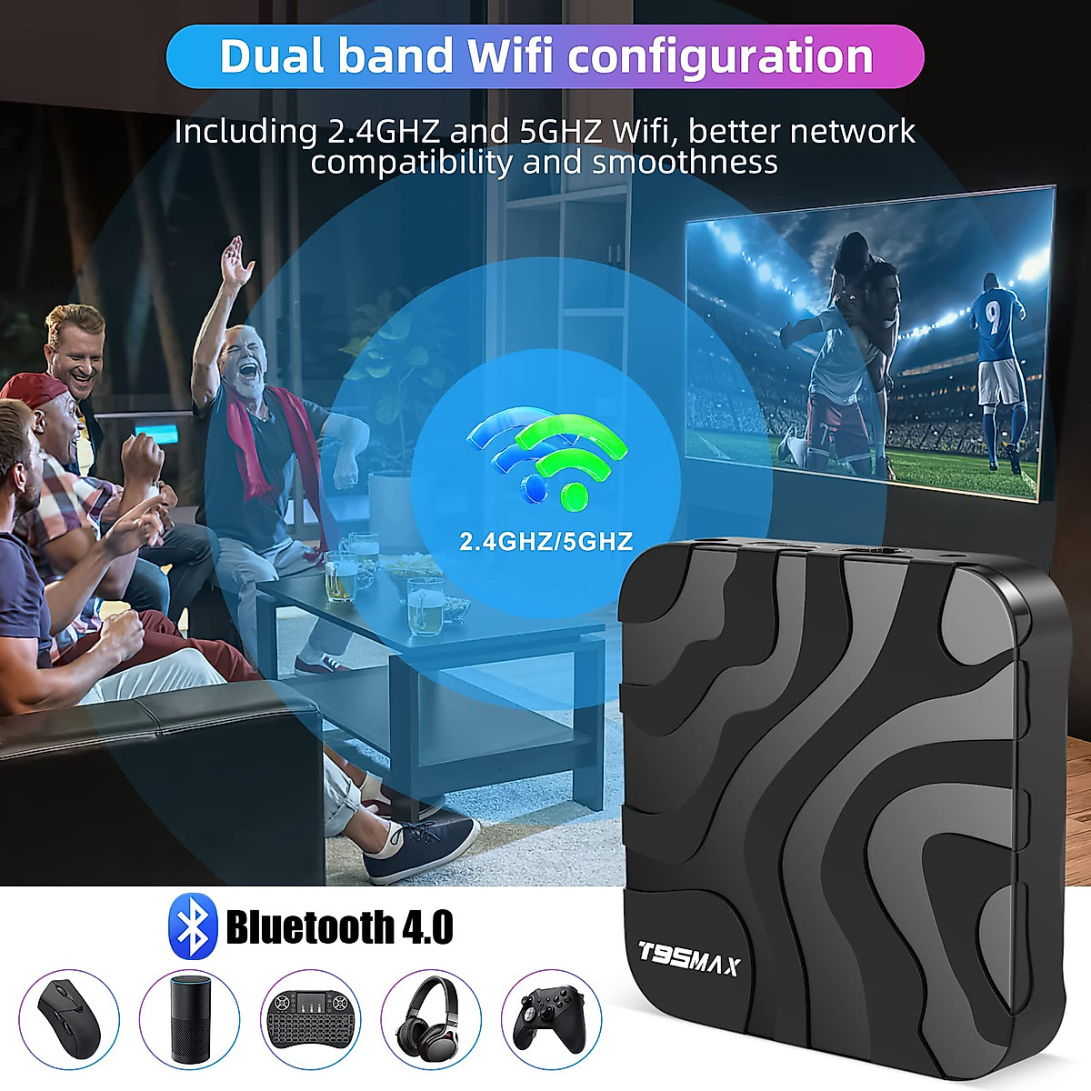 Android 12.0 TV Box, Android Box with H618 Quadcore 4GB RAM 32GB ROM Supporting 2.4G/5.0G Dual WiFi BT 4.0 6K Utral HD 3D H.265 TV Box