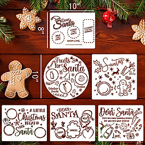 Christmas Santa Tray Stencils for Painting on Wood,Reusable Xmas Dear Santa Tray Stencil Drawing Templates for Serving Tray/Plate/Round Wood