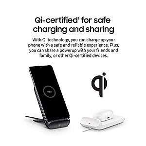 Samsung Electronics Wireless Charger Convertible Qi Certified (Pad/Stand) - for Galaxy Buds, Galaxy Phones, and Apple iPhone Devices - US Version - White (US Version)