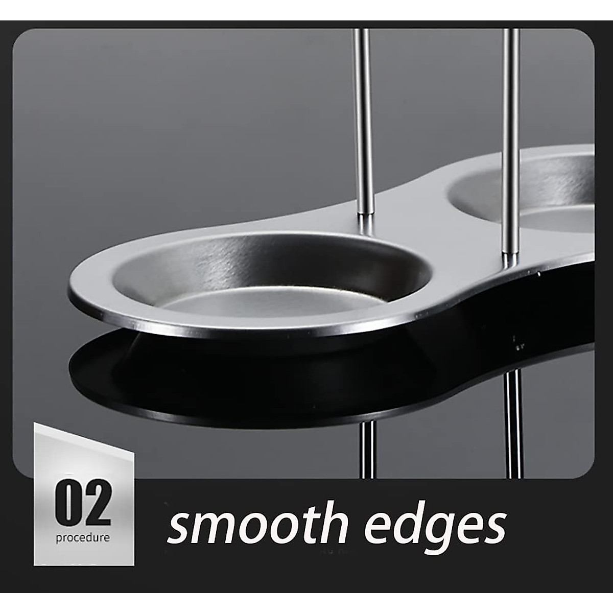 Anller Stainless Steel Standing Spoon Rest with two resting Dishes, Double Spoon Racks, Upright Ladle Holder, Silver