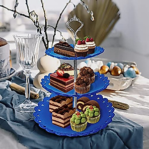 2 Set of Plastic 3-Tier Cupcake Stand Cupcake Holder,Desert Stands Set,Tiered Serving Tray, Cupcake Tower Display Dessert Cookie Candy Buffet Holder for Tea Party, Baby Shower and Wedding Carnival