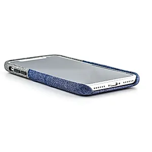 Dockem Wallet Case for iPhone X/XS (5.8"): Built-in Metal Plate for Magnetic Mounting & 2 Credit Card Holder Slots (Luxe M2 Synthetic Leather, Blue & Grey)