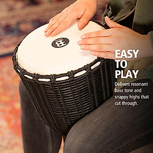 Meinl Percussion Djembe with Mahogany Wood - NOT Made in CHINA - 10-Inch Medium Size Rope Tuned Natural Head, 2-Year Warranty