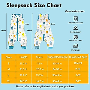 MooMoo Baby Sleep Sack with Feet Summer Toddler Wearable Blanket with 2-Way Zipper Sleeveless Baby Cotton Sleeping Sack with Legs 6-18 Months