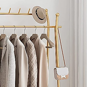 KaKaBB Gold Clothing Racks for Hanging Clothes, Heavy Duty Garment Rack, Rolling Clothes Rack with Storage Shelf on Wheels, Organizer Closet, Golden(31.5in)