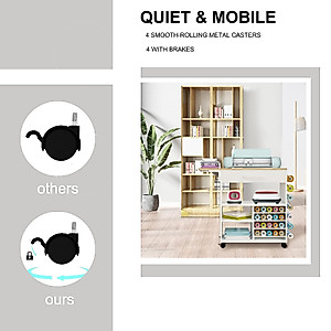 RJOKMT Rolling Craft Storage Cart with Crafting Table Organization Workstation - Compatible with Cricut Machines, Craft Rolling Storage Organizer with Vinyl Roll Holder，Crafting Cabinet Workstation