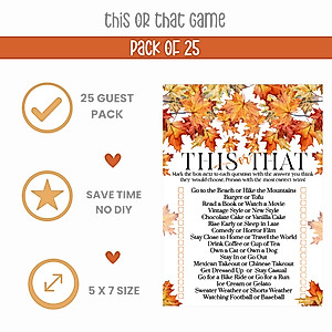 Fall in Love Bridal Shower Games – 25 Pack, Premium Quality 5x7 Cards, Fun Wedding Would She Rather Activity, Perfect for Rehearsal, Couples, Birthdays, and This or That Party Game