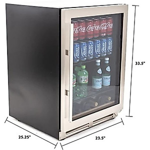 Avanti BCF54S3S Beverage Cooler with Glass Door 126 Can Mini Refrigerator with Lock for Beer Soda Water Wine with Digital Temperature Control, 5.8 cu. ft, Black