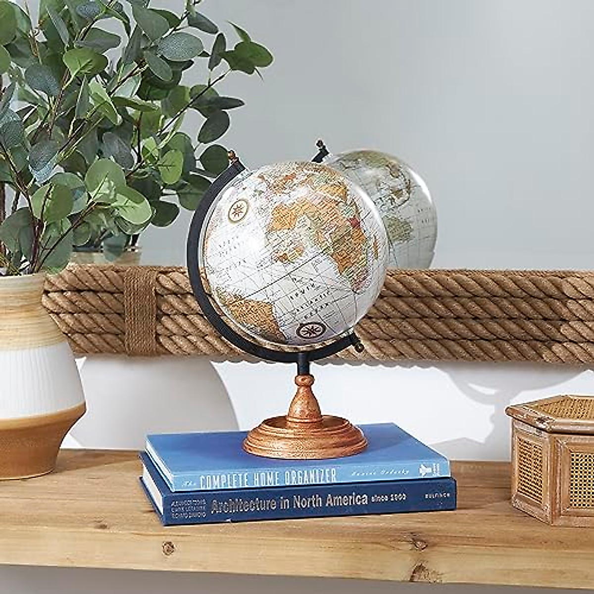 Deco 79 Mango Wood Globe with Wood Base, 9" x 8" x 13", Brown