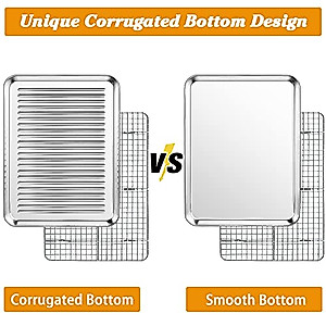 Stainless Steel Baking Sheet with Rack Set [2 Pans + 2 Racks], Cookie Sheet with Cooling Rack, Size 16 x 12 x 1 Inch, Non Toxic & Heavy Duty & Easy Clean (16 x 12 x 1 inch)