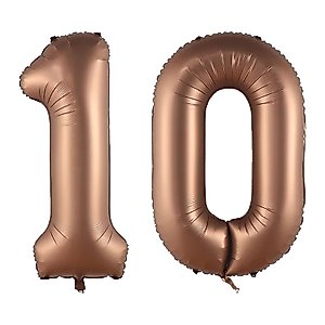 YFHVJTKO 40 Inch Number 10 Foil Balloons 10th Celebration Decorations for Happy 10th Birthday Party Wedding Bridal Shower Engagement Photo Shoot Anniversary Decoration, Number 10 Chocolates Balloon