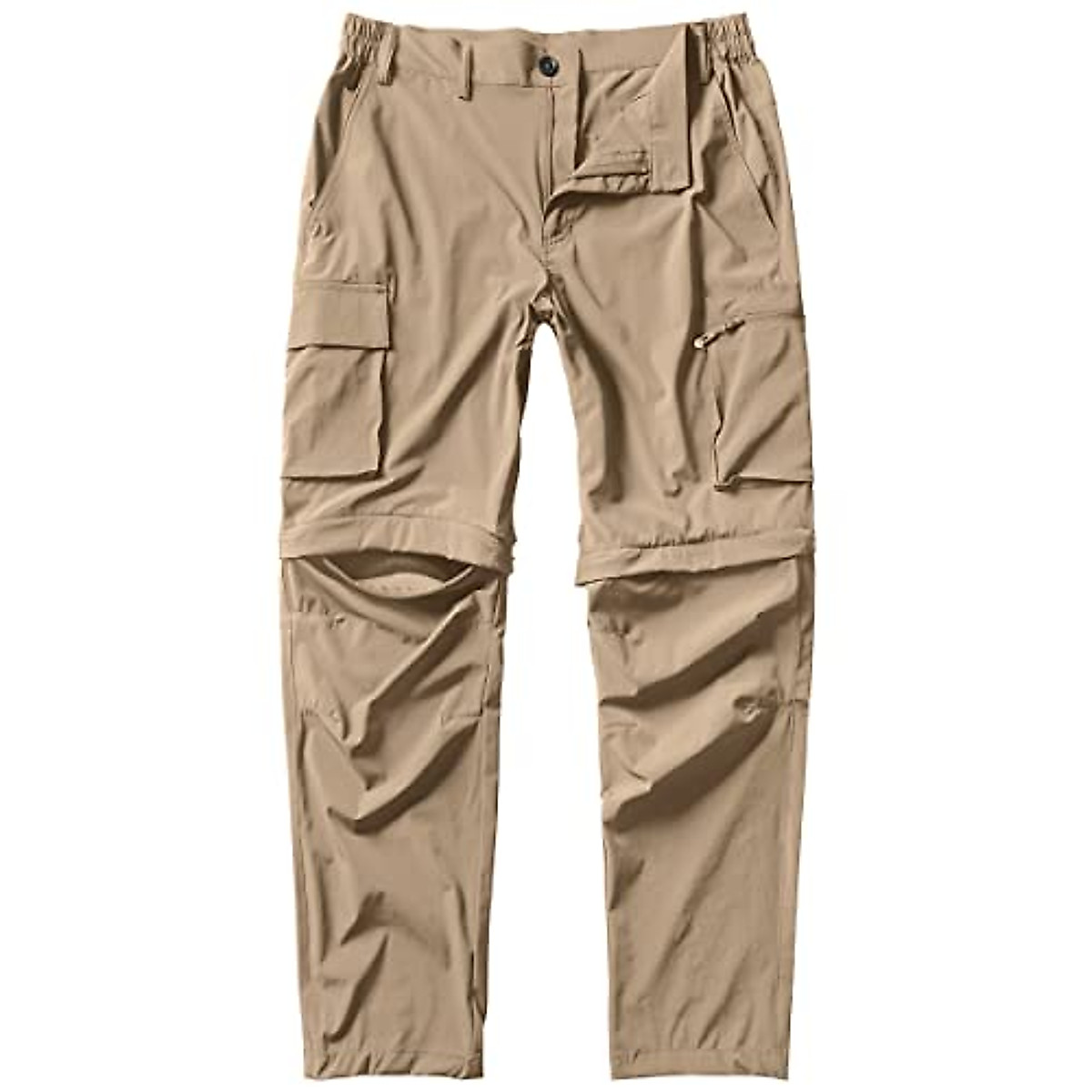 Gash Hao Mens Hiking Convertible Pants Outdoor Waterproof Quick Dry Zip Off Lightweight Fishing Pants（Khaki 32X32）
