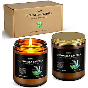 Citronella Candles Outdoor Indoor, Large Scented Jar Candles Gift Set up to 120 Hours Burning, Soy Wax Candles, Candles Gifts for Women, Garden, Patio, 2x8 Oz