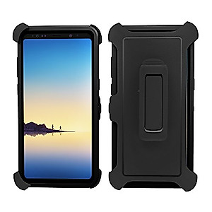 Galaxy Note 8 Case, ToughBox® [Armor Series] [Shockproof] [Black] for Samsung Galaxy Note 8 Case [Comes with Holster & Belt Clip] [Fits OtterBox Defender Series Belt Clip]
