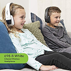 RP Accessories IR-698B Infrared Wireless Headphones, 2-Channel Folding Universal Rear Entertainment System IR Headphone for Car TV and DVD Player Audio, Set of 3 White