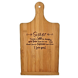 Sister Gift - Recipe Cookbook Holder Stand Custom Engraved Bamboo Cutting Board Foldable Chef Easel Metal Hinges Kickstand iPad Tablet Compatible Christmas Birthday Kitchen Decor Design (7.25x13.5)