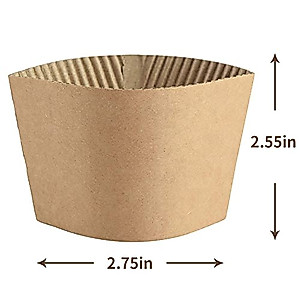 SPRINGPACK Coffee Sleeves - 500 count Disposable Corrugated Hot Cup Sleeves Jackets Holder - Kraft Paper Sleeves Protective Heat Insulation Drinks Insulated Fits 12,16,20,22,24 oz Coffee Cups