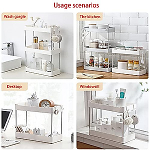 3 Tier Bathroom Organizer Countertop Perfume Makeup Organizer Cosmetics Storage Display Rack Vanity Tray Dresser for Bathroom/Wash Gargle/Kitchen/Desktop/Windowsill (White)