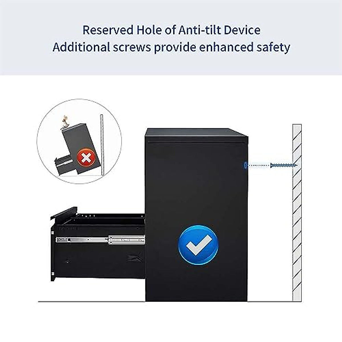 Large Wide 2 Drawer Lateral File Cabinet for Legal/Letter A4 Size,Locking Metal Steel Storage Filing Cabinets with Anti-tilt Mechanism for Home Office (Black-2 Drawer)