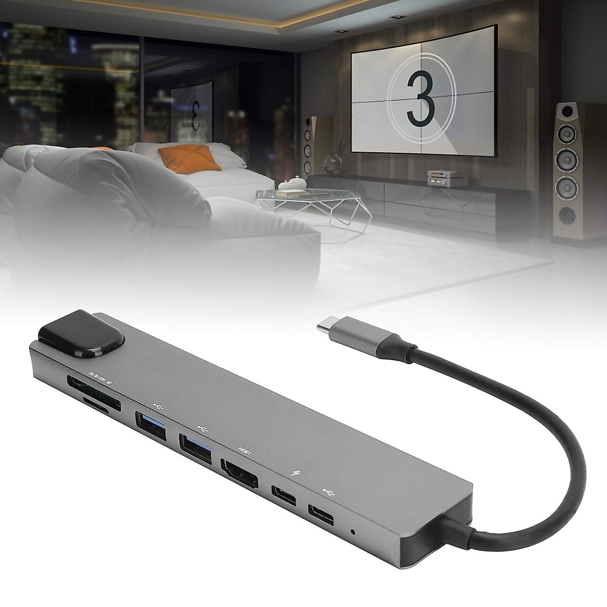wendeekun TypeC Docking Station,8 in 1 TypeC Converter TypeC to PD/HDMI/RJ45/Memory Card/Storage Card/USB3.0 Adapter,Easy and Convenient Expansion