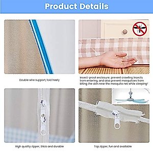 Tinyuet Mosquito Net for Bed, 47.2x78.7in Pop-up Mosquito Net Tent for Indoor and Outdoor Use, Portable Double Door Travel Mosquito Net with Net Bottom, Insect Screen-Brown Edge