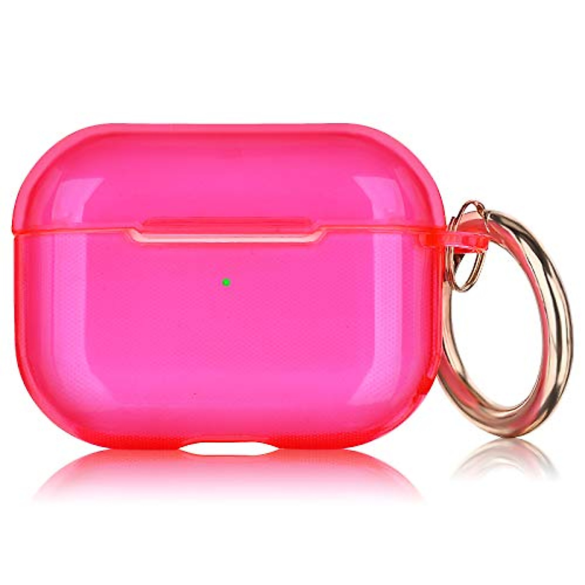 AirPods Pro Case AIRSPO Clear Case for AirPods Pro Charging Case Soft TPU Airpod Pro Protective Case 2019 with Keychain Airpods Pro Protective Cover Skin (Neon Hot Pink)