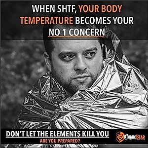 Emergency Blanket or Space Blanket - Ideal as Survival Thermal Protection - Very Light Double Sided Sheet of Mylar Foil - Best for Bug Out Bag, EDC, First Aid Kit, Hiking, Camping, Hunting
