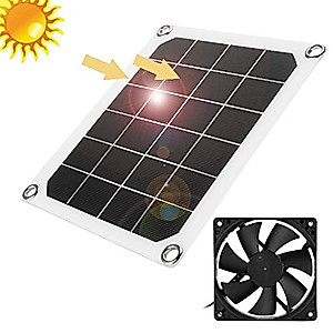 Deryang Exhaust Fan, Exhaust Fan USB Charging Monocrystalline Solar Panel, for Chicken House Solar Panel Powered Fan Solar Powerful Fan Greenhouse, Default