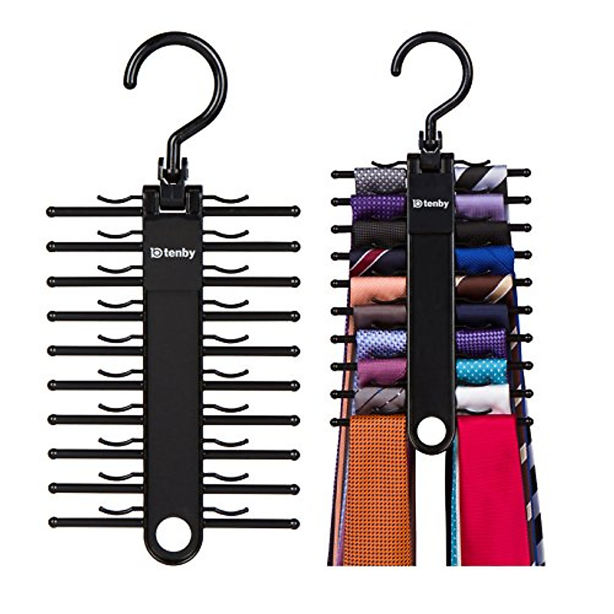 Tenby Living 2-Pack Black Tie Rack, Organizer, Hanger, Holder - Affordable Ti.