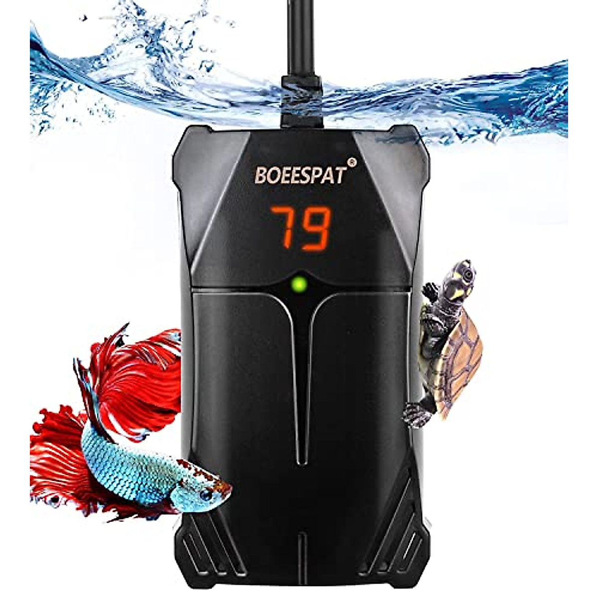 BOEESPAT Small Aquarium Heater 50W Fish Tank Heater for 5/10 Gallon Betta Fish with LED Temperature Controller and Smart Thermostat