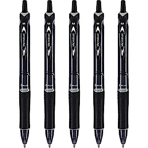 PILOT Acroball Colors Advanced Ink Refillable & Retractable Ball Point Pens, Medium Point, Black Ink, 5-Pack (31807)